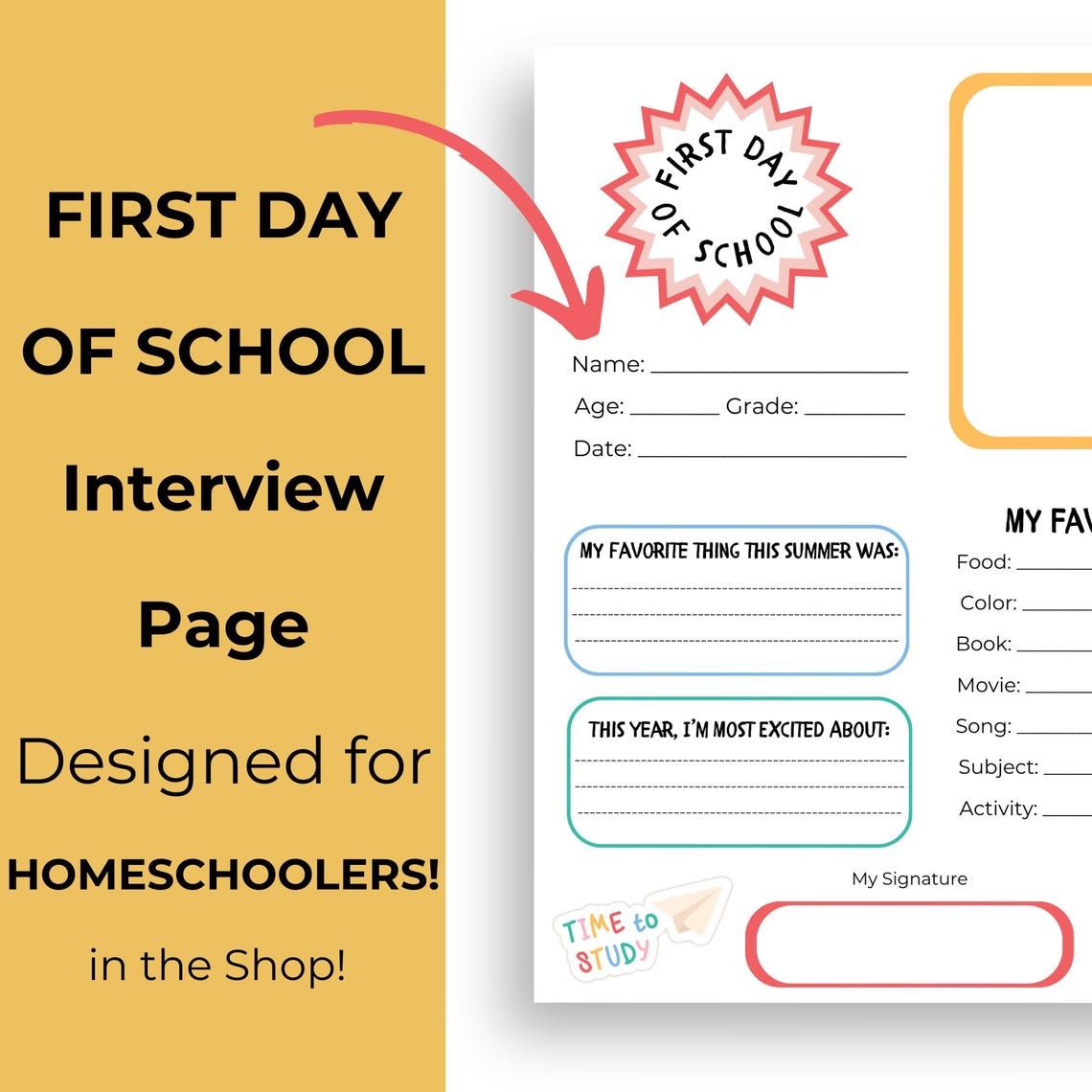 First Day of School Interview Questions First Day of School Activity ...