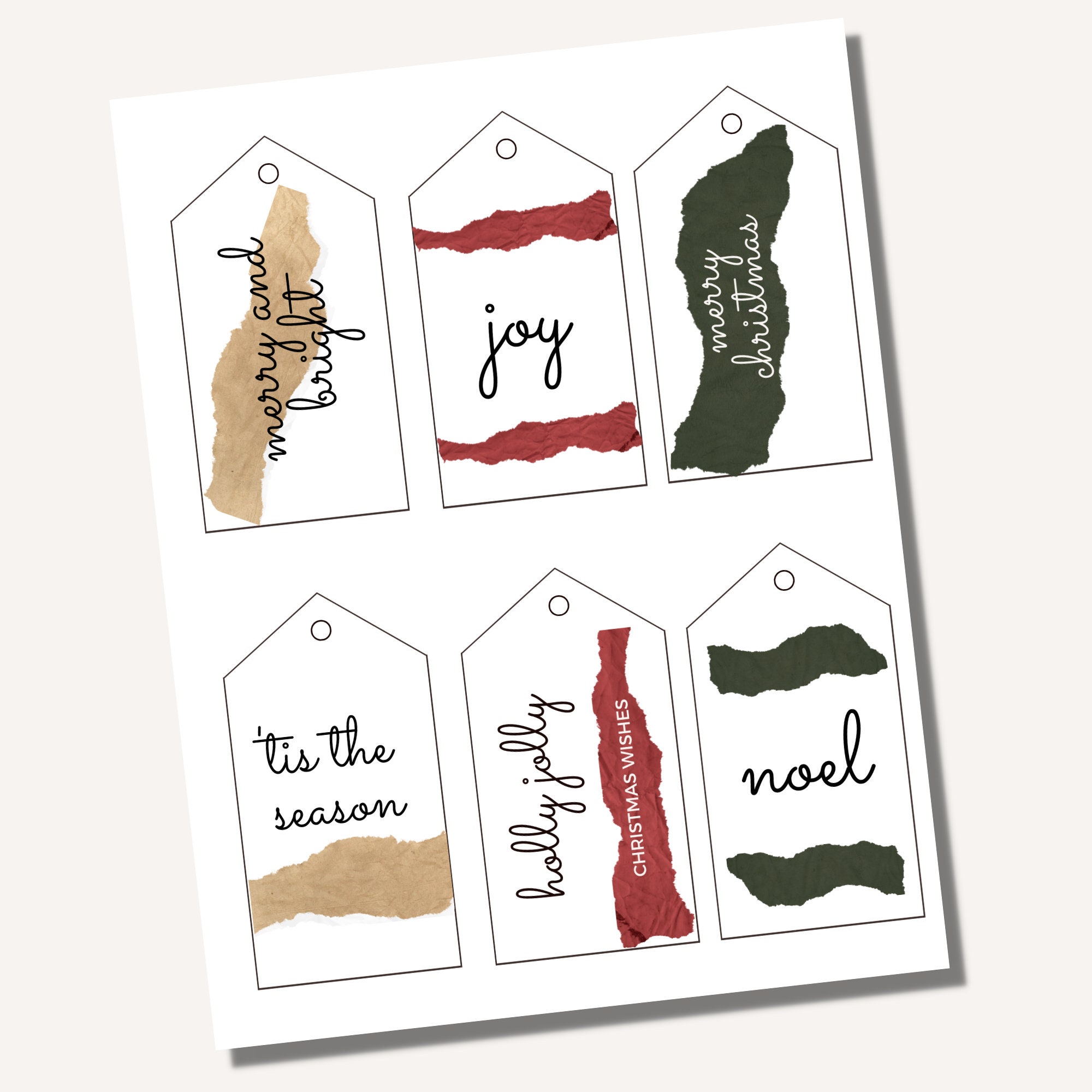 Printable Christmas Gift Tags| Rustic Inspired Christmas Tags| Print ...