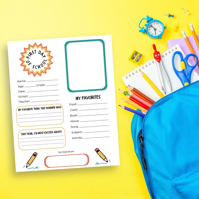 First Day of School Interview Questions First Day of School Activity ...