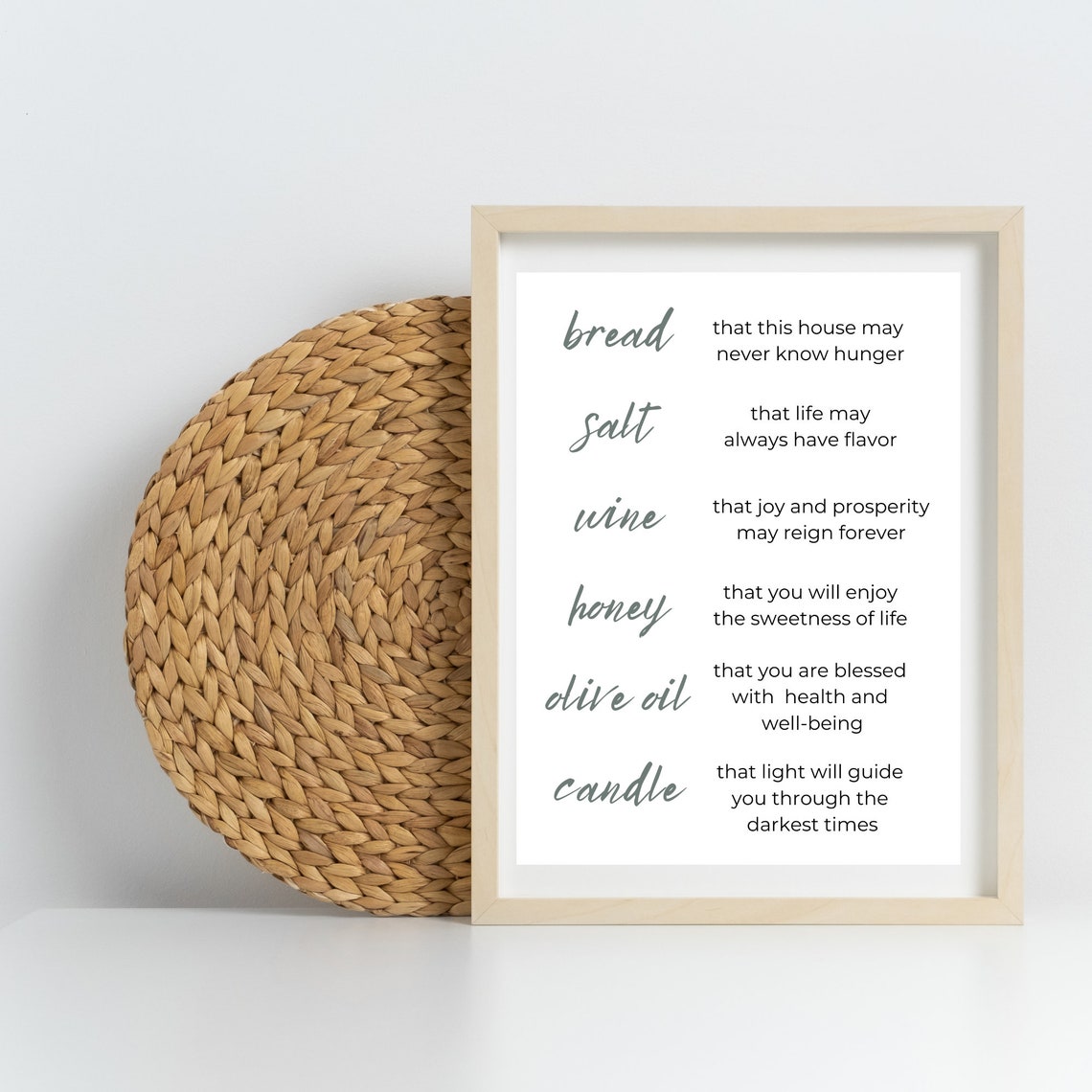 Housewarming Printable| House Blessing Printable| Bread, Salt, Wine ...