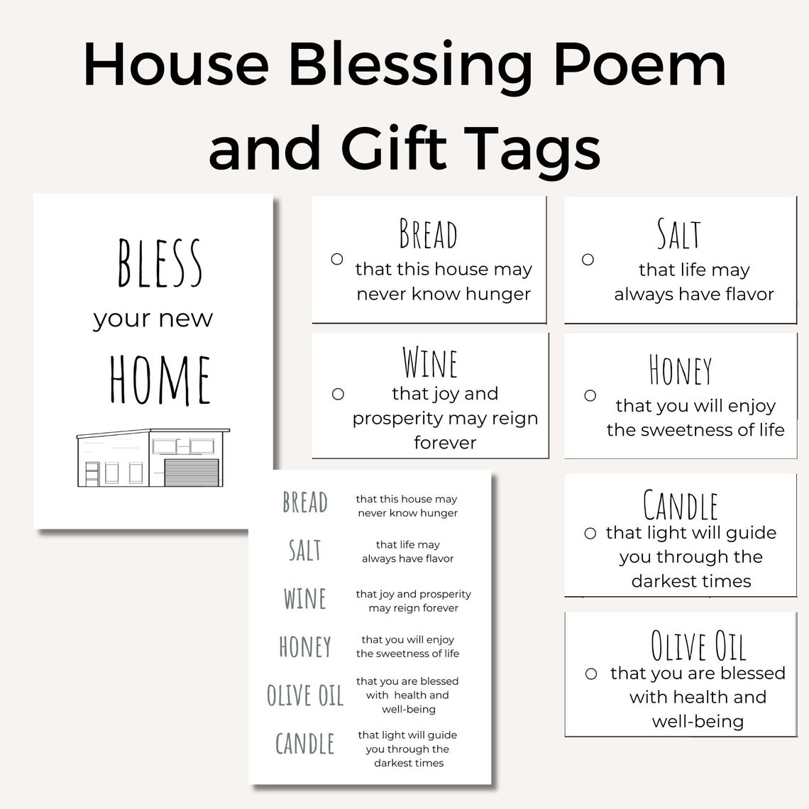 Housewarming Printable| House Blessing Printable| Bread, Salt, Wine ...