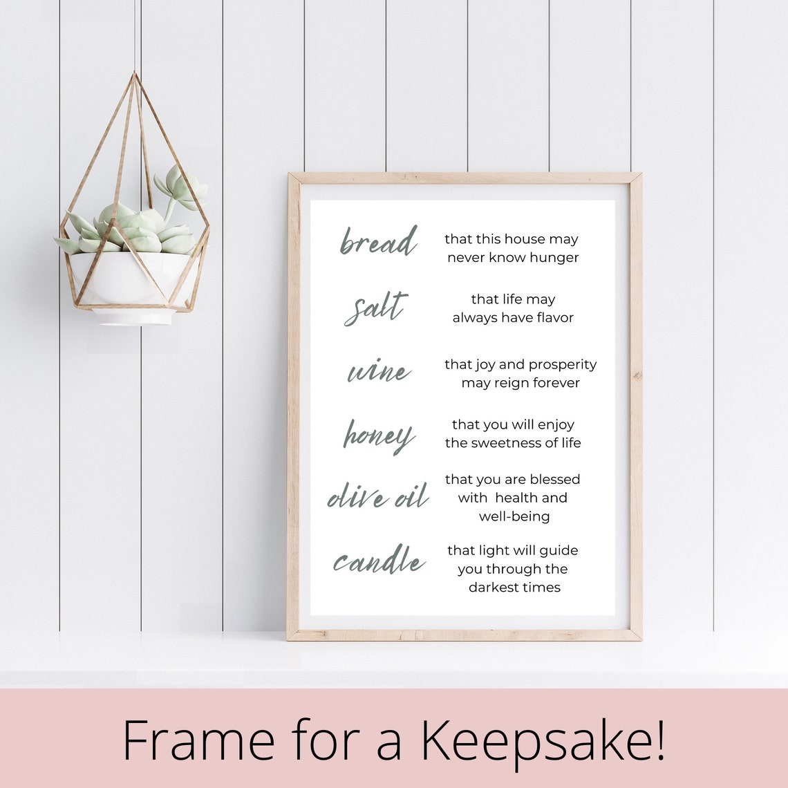 Housewarming Printable| House Blessing Printable| Bread, Salt, Wine ...