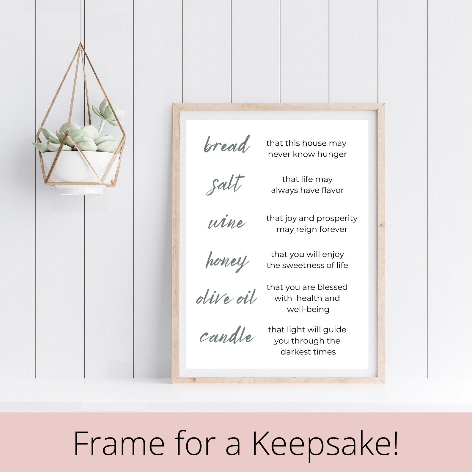 Housewarming Printable| House Blessing Printable| Bread, Salt, Wine ...
