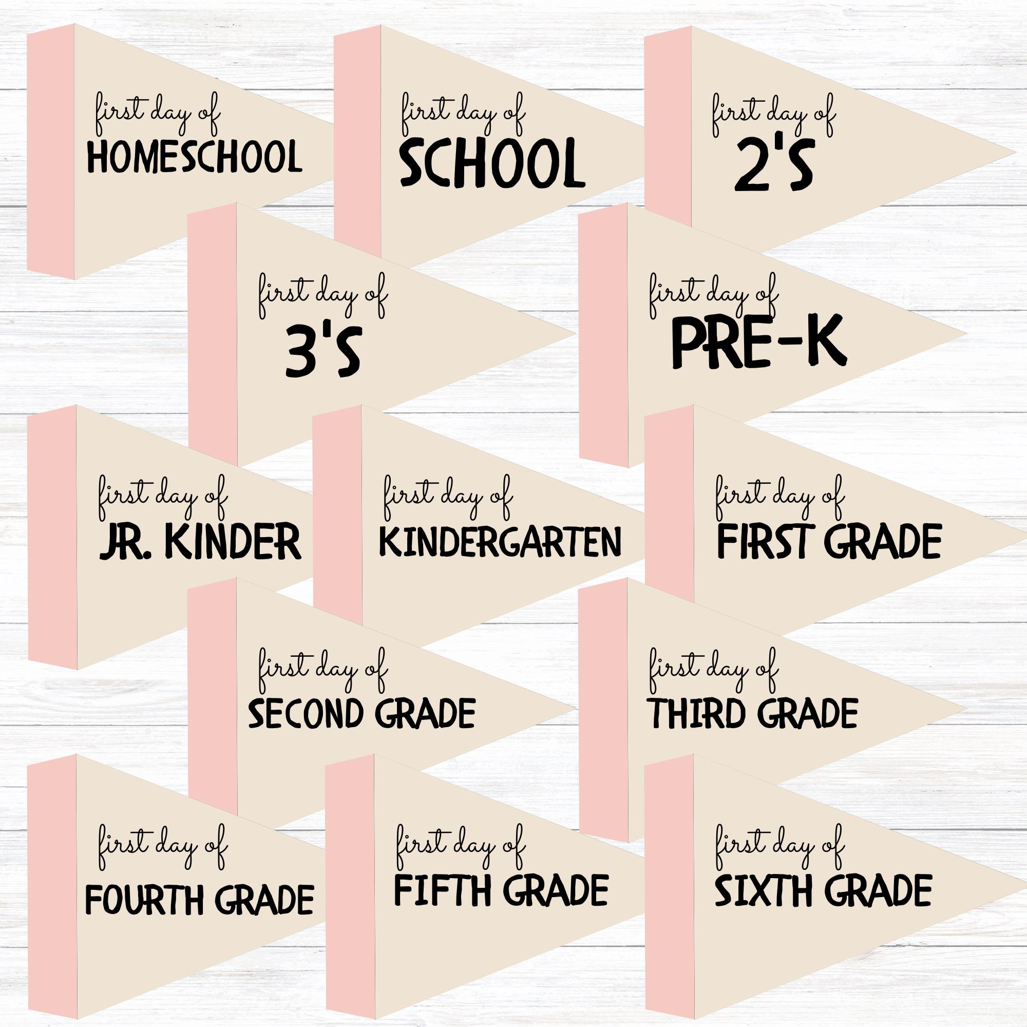 DIY First Day of School Pennant Flags | First Day of School Photo Prop ...