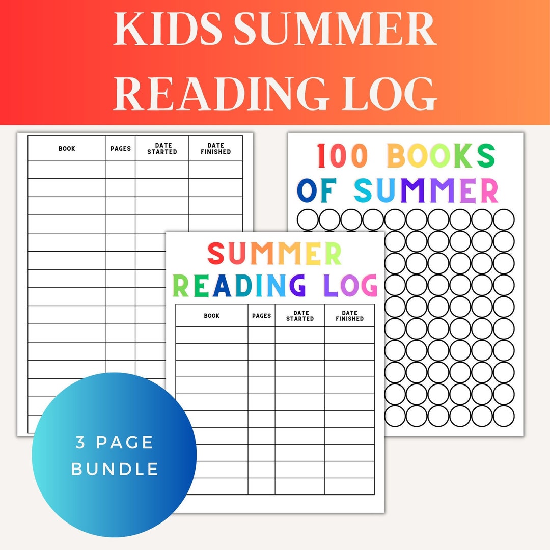 Kids Summer Reading Log 100 Books of Summer Book List Reading List ...