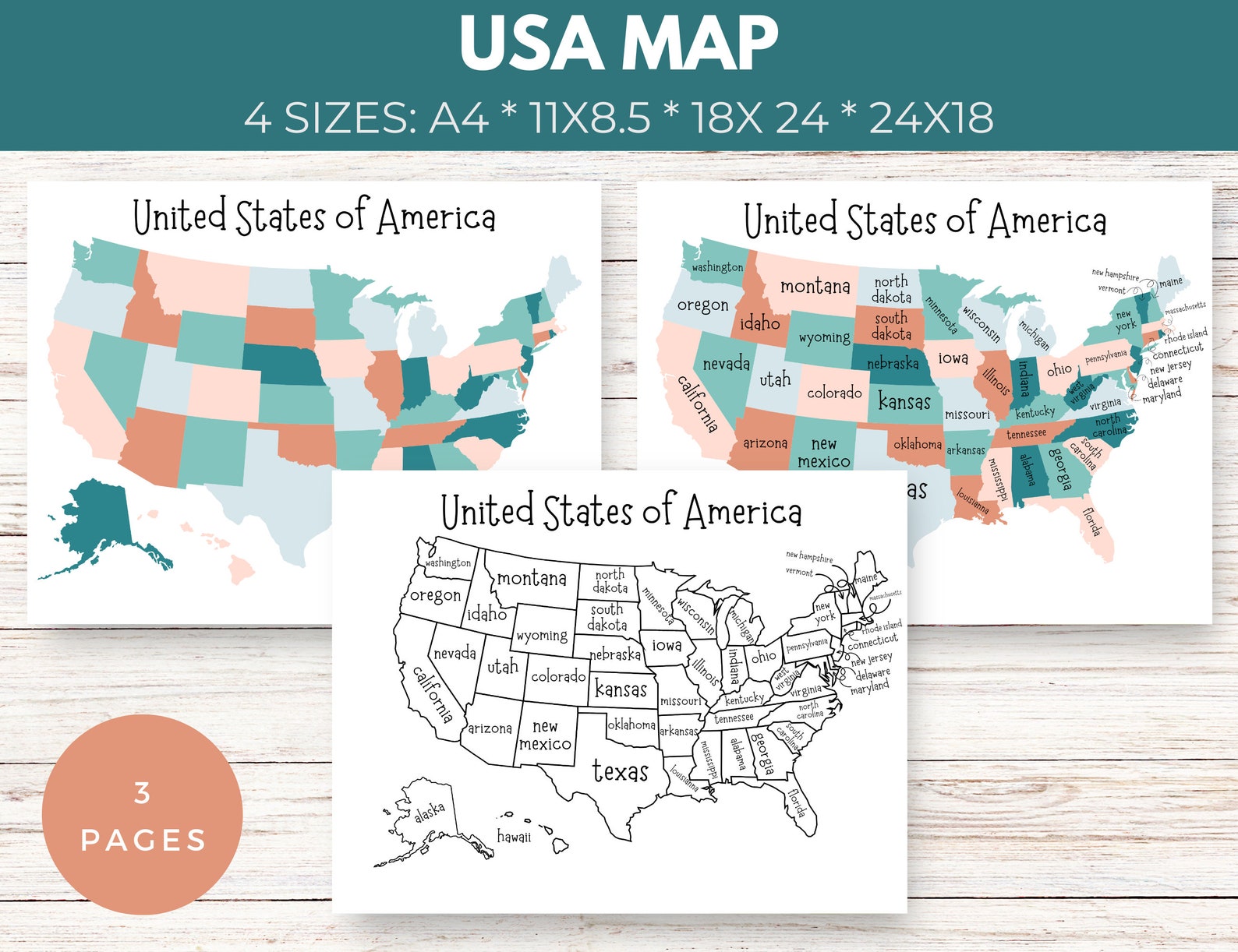 Printable United States Map | Printable Sales Map | Goal Map | Coloring ...