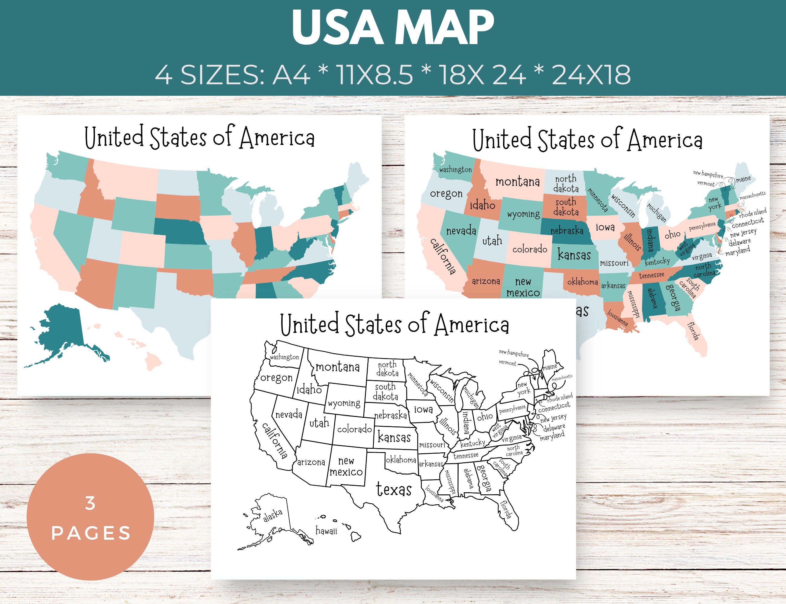 Printable United States Map | Printable Sales Map | Goal Map | Coloring ...