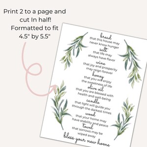 Extended Housewarming Printable| House Blessing Printable| Bread, Salt ...