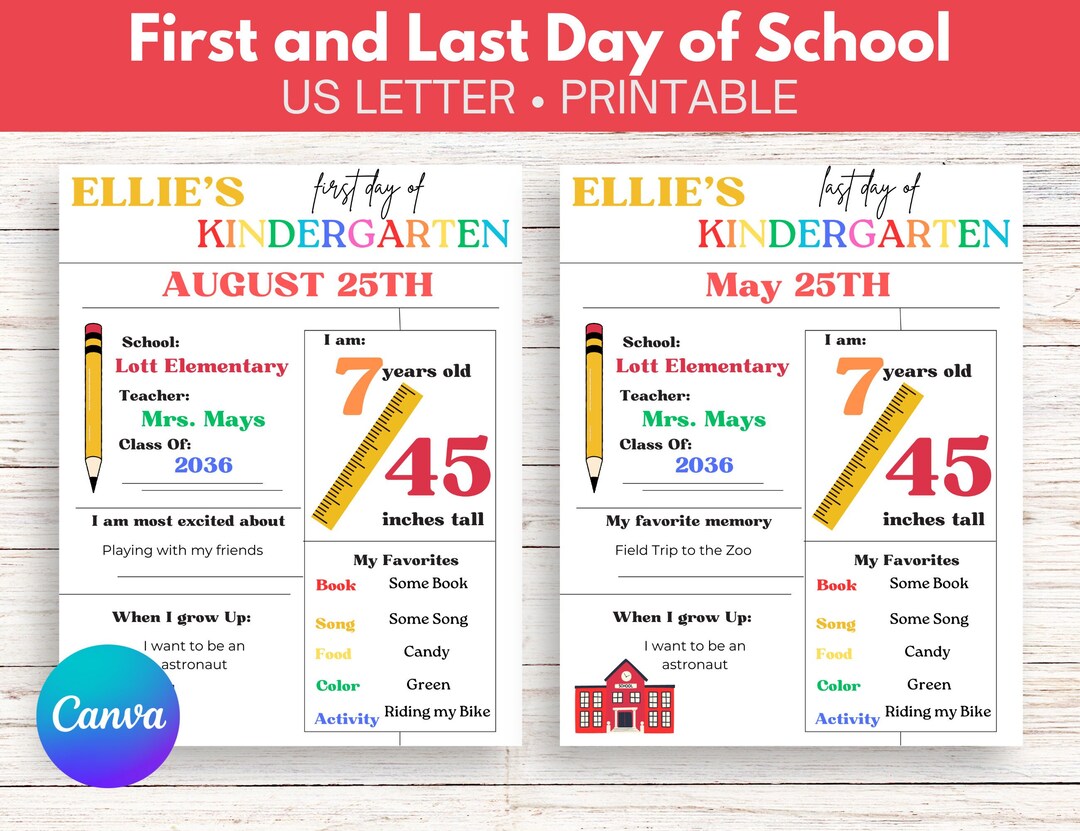 First and Last Day of School Printable Sign | Editable Kids Back to ...