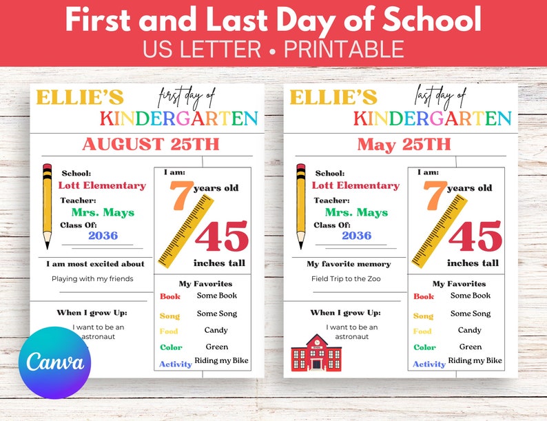 First and Last Day of School Printable Sign | Editable Kids Back to ...
