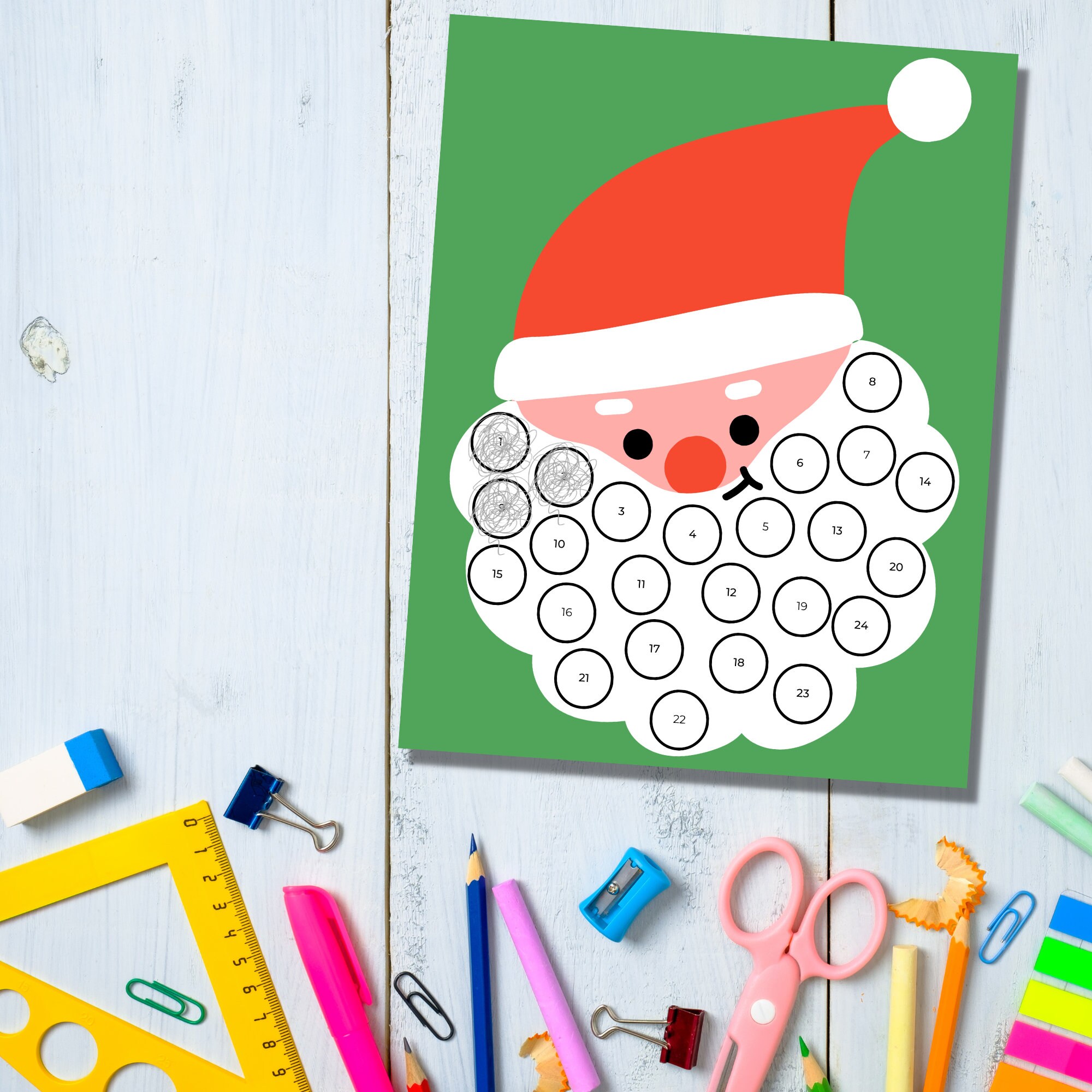 Santa Beard Christmas Countdown| Printable Advent Calendar| Countdown ...