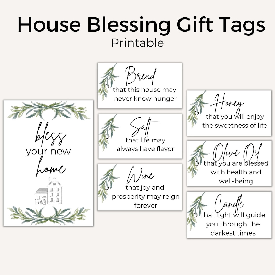 New House Blessing Gift Tags| Housewarming Printable| Bread, Salt, Wine ...