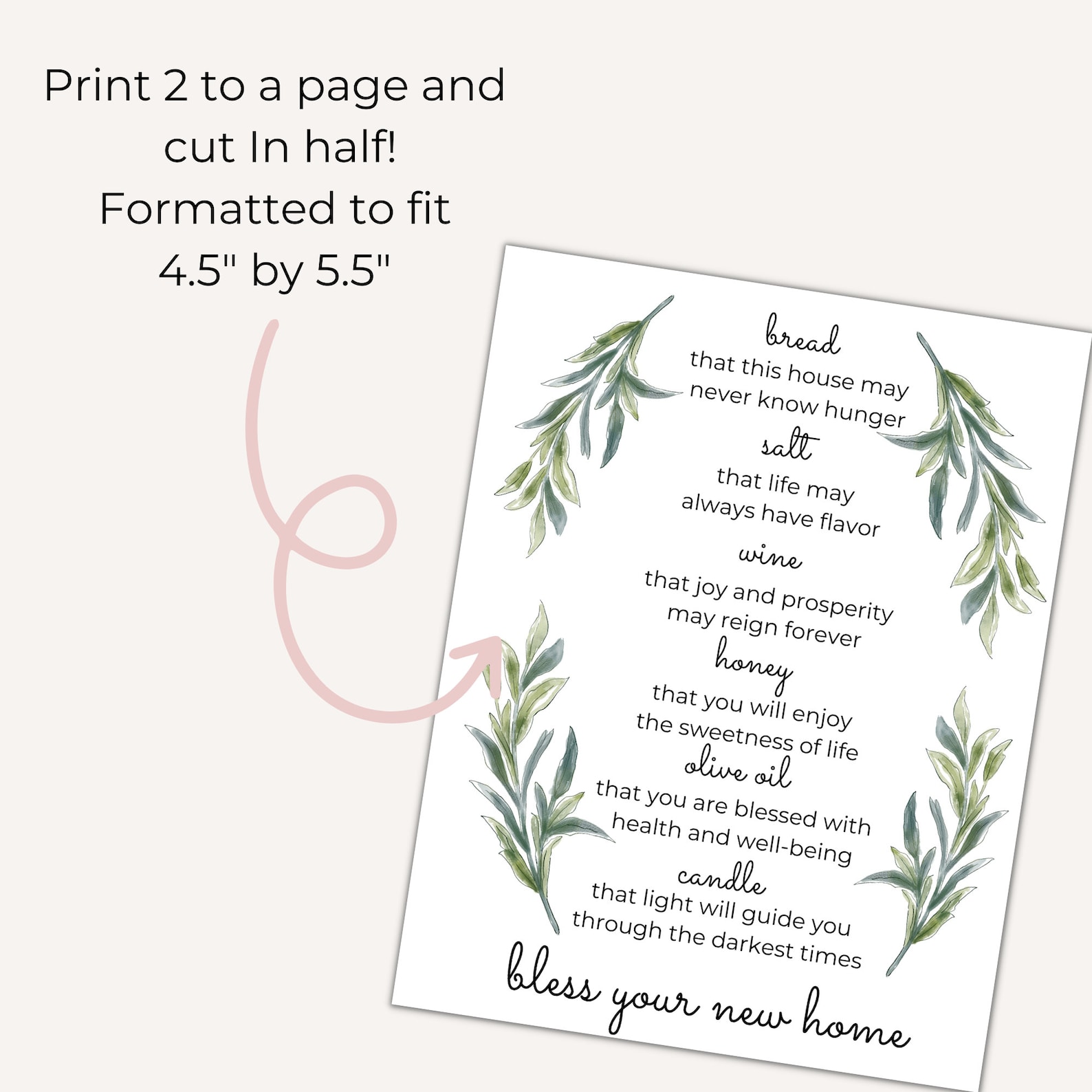 Housewarming Printable House Blessing Printable Bread Salt - Etsy