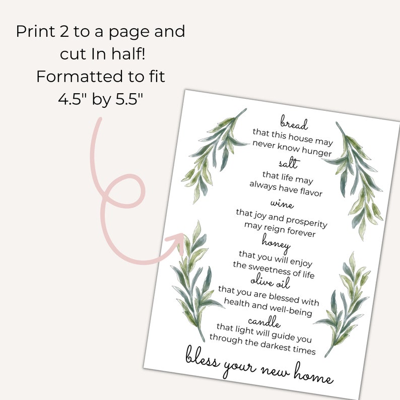 Housewarming Printable House Blessing Printable Bread Salt - Etsy