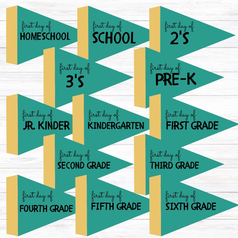 DIY First Day of School Pennant Flags | First Day of School Photo Prop ...