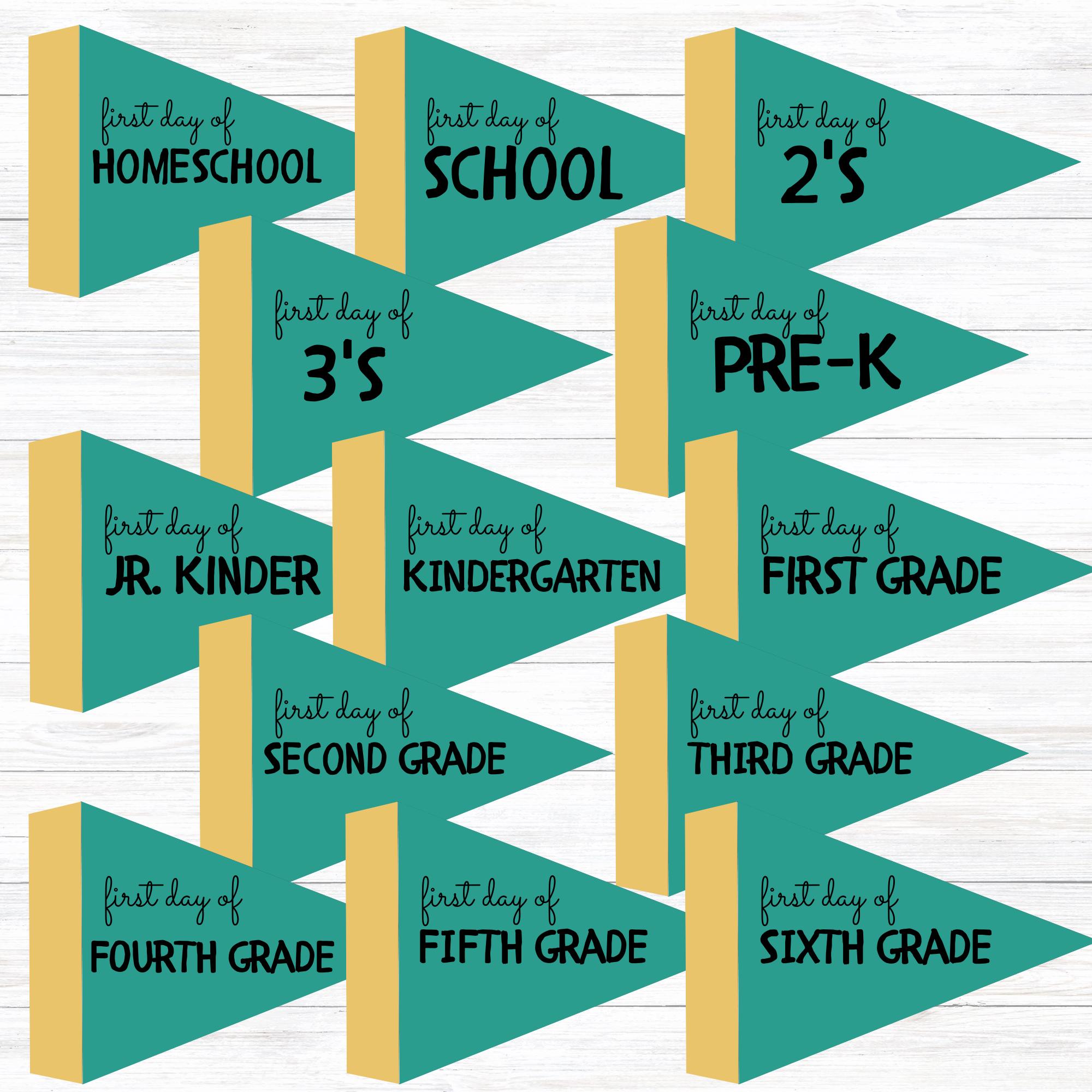 DIY First Day of School Pennant Flags | First Day of School Photo Prop ...