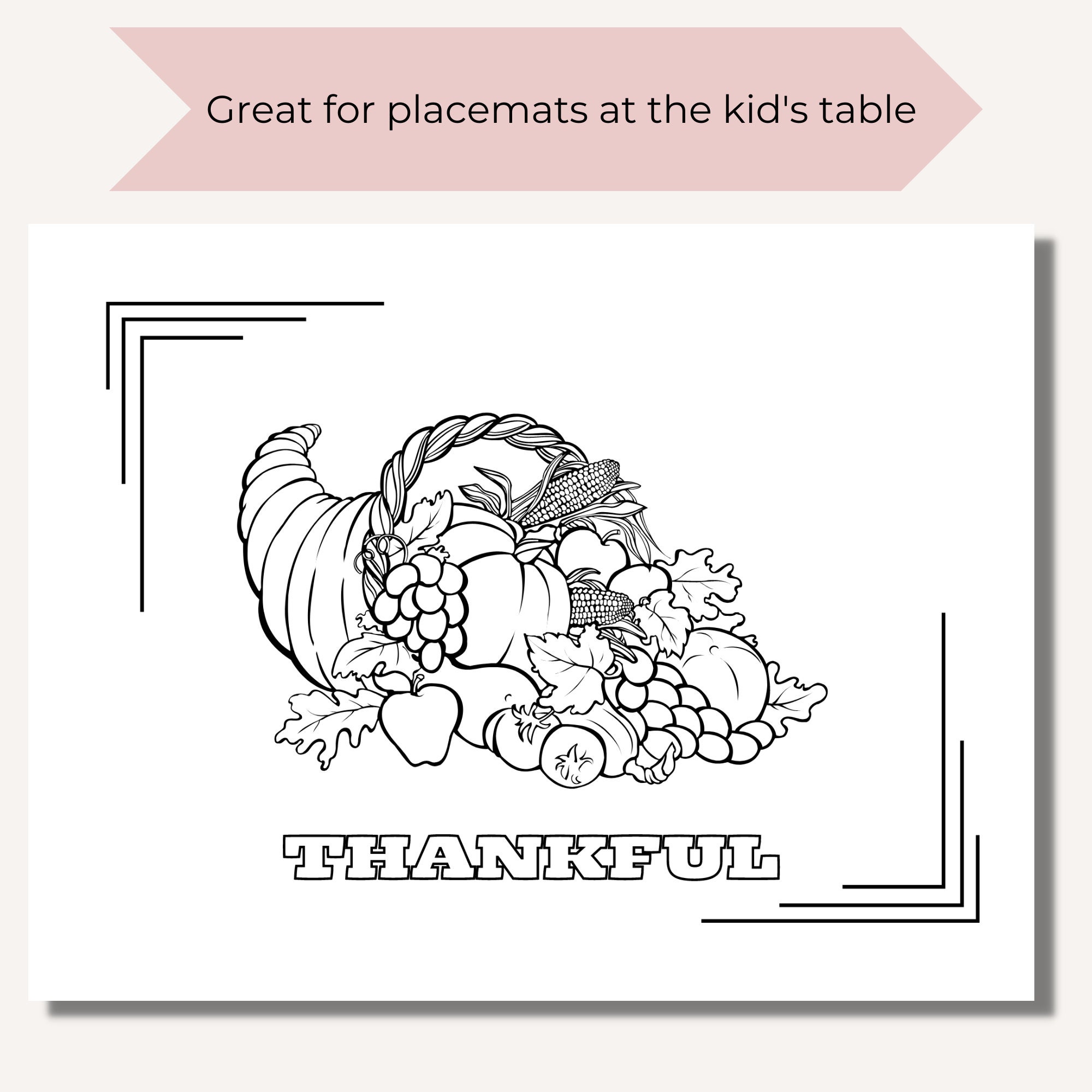 Thanksgiving Coloring Pages| Digital Download| Kids Placemats - Etsy