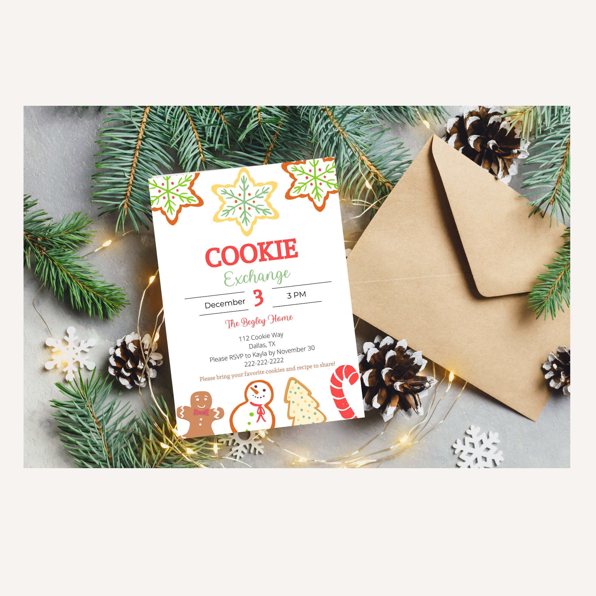 Christmas Cookie Exchange Party Invitation| Editable Template| Instant ...