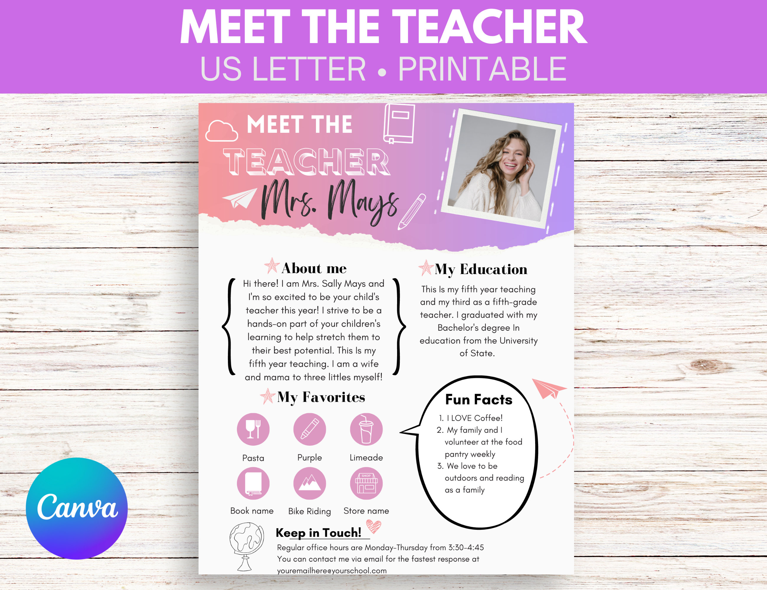Meet the Teacher Template About Me Back to School Flyer Back to School ...