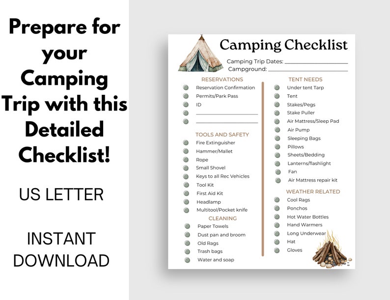 Ultimate Camping Checklist and Glamping Packing List - Comprehensive ...