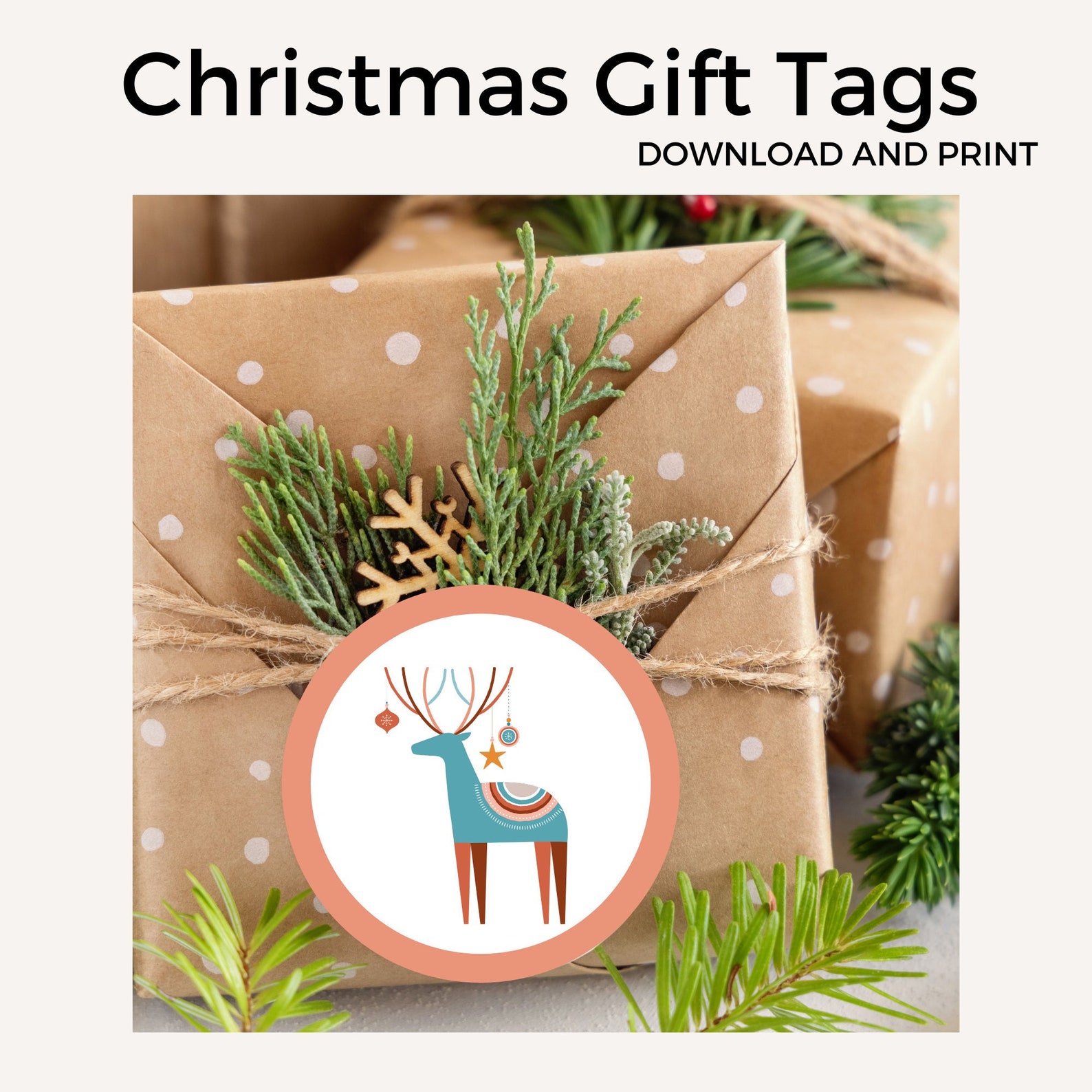 Printable Christmas Gift Tags| Boho Inspired Christmas Tags| Print and ...
