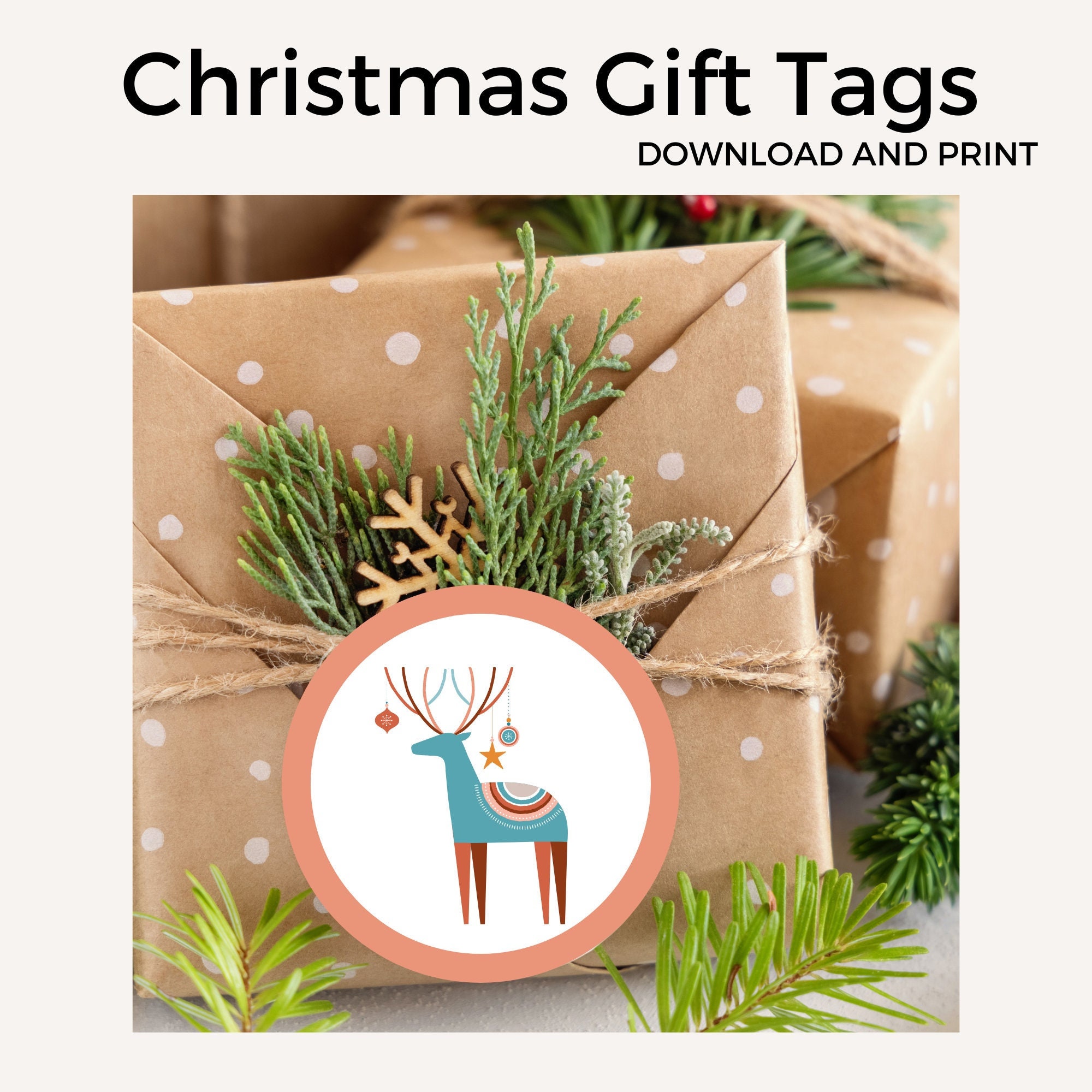 Printable Christmas Gift Tags| Boho Inspired Christmas Tags| Print and ...
