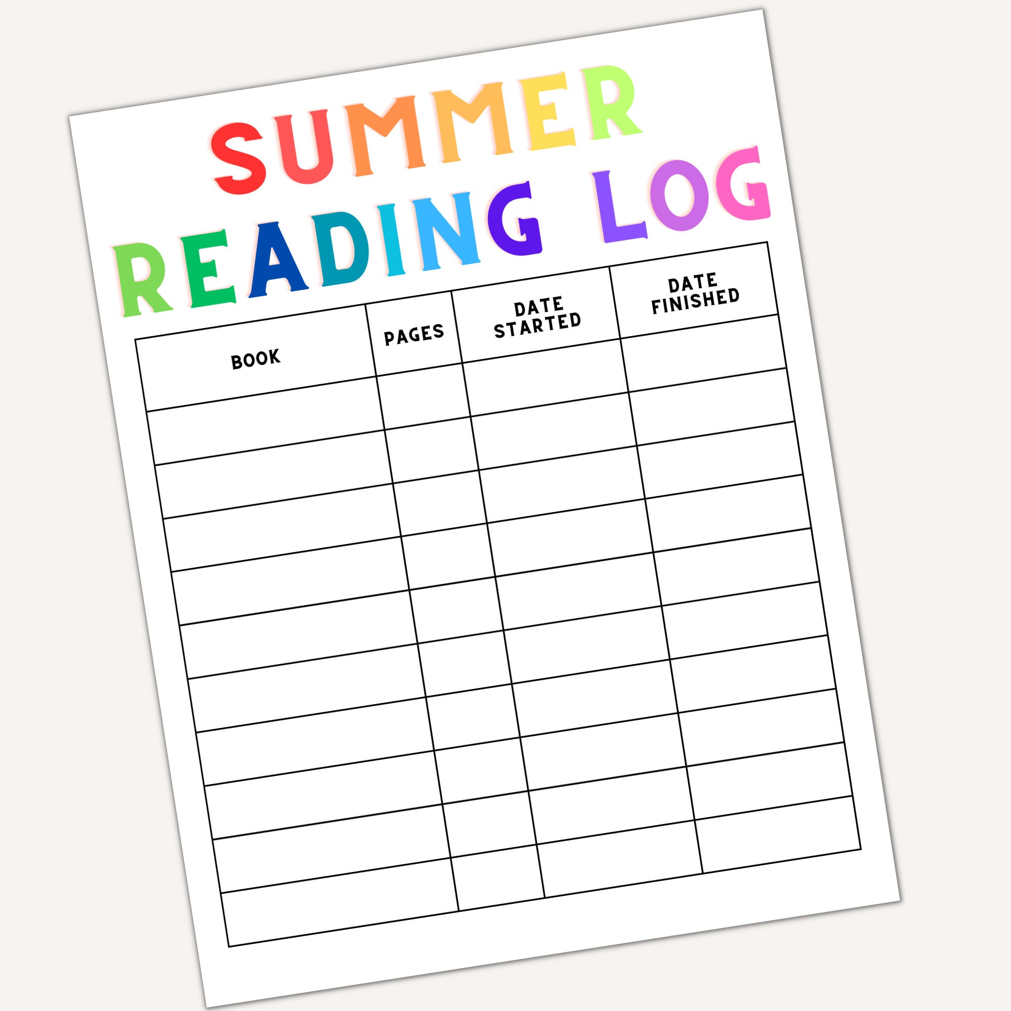 Kids Summer Reading Log | 100 Books of Summer Book List | Reading List ...