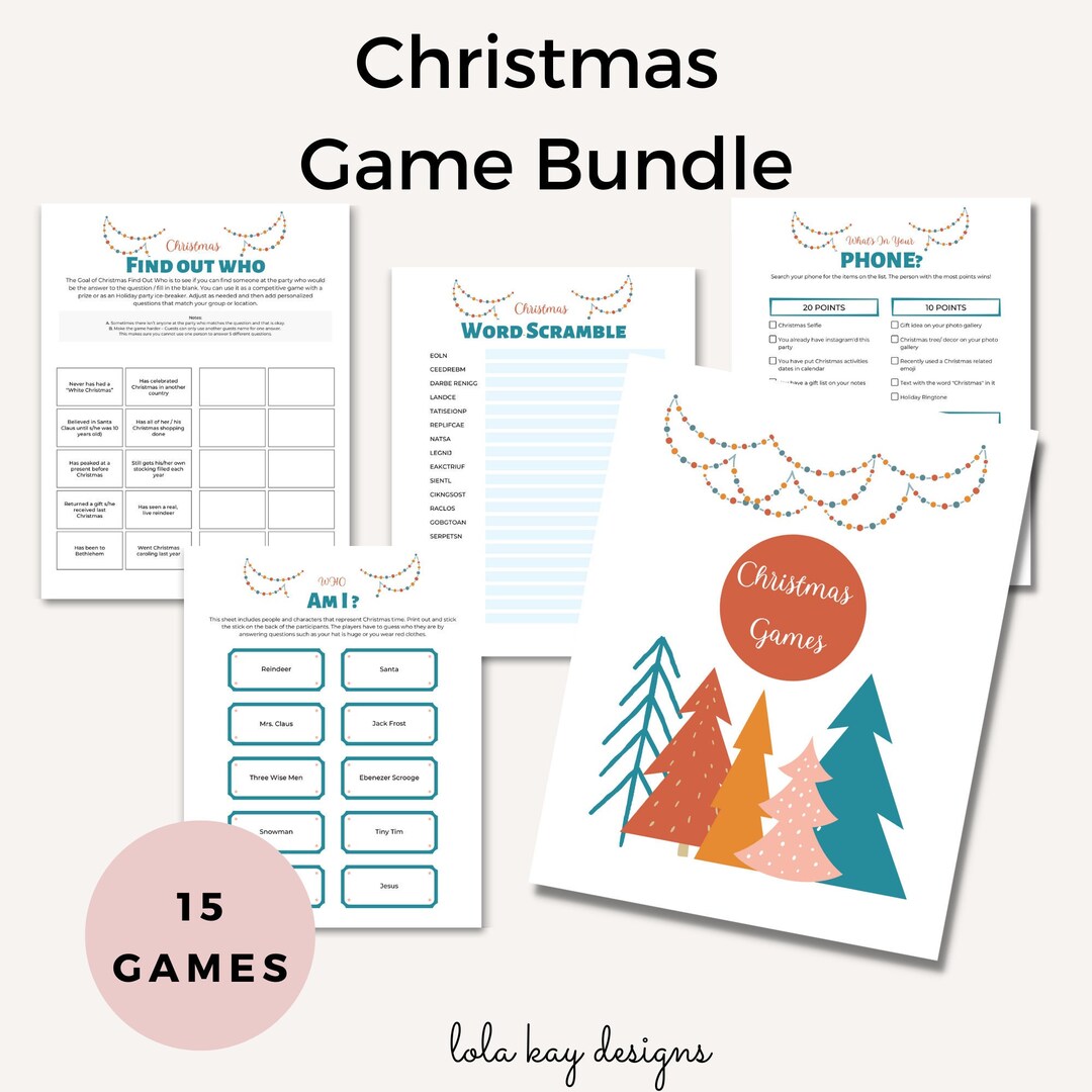 Christmas Game Bundle| 15 Holiday Games| Instant Download - Etsy