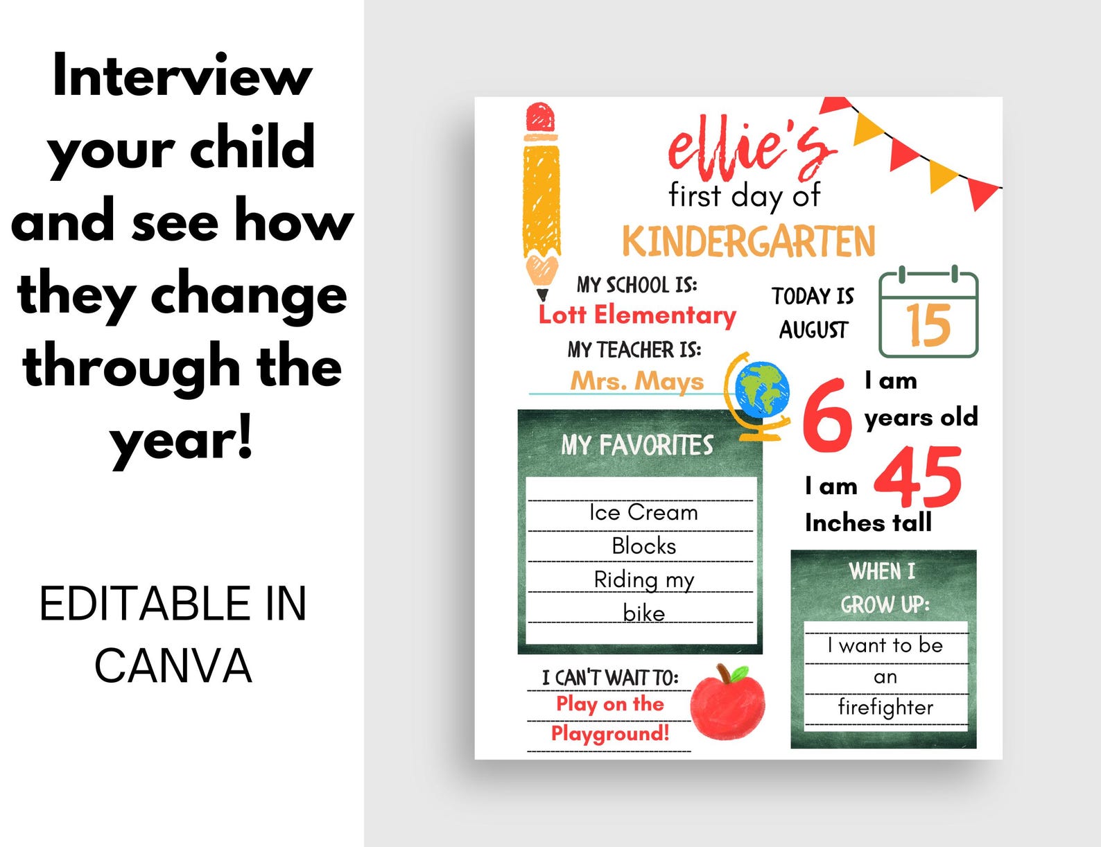 First and Last Day of School Printable Sign Editable Kids Back to ...