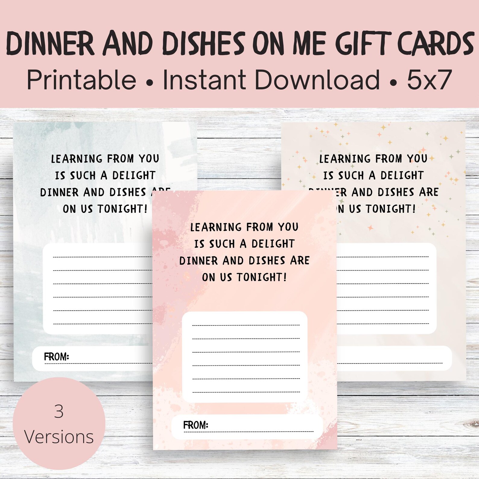 Teacher Appreciation Gift Tags Dinner and Dishes on Me Teacher Gift ...