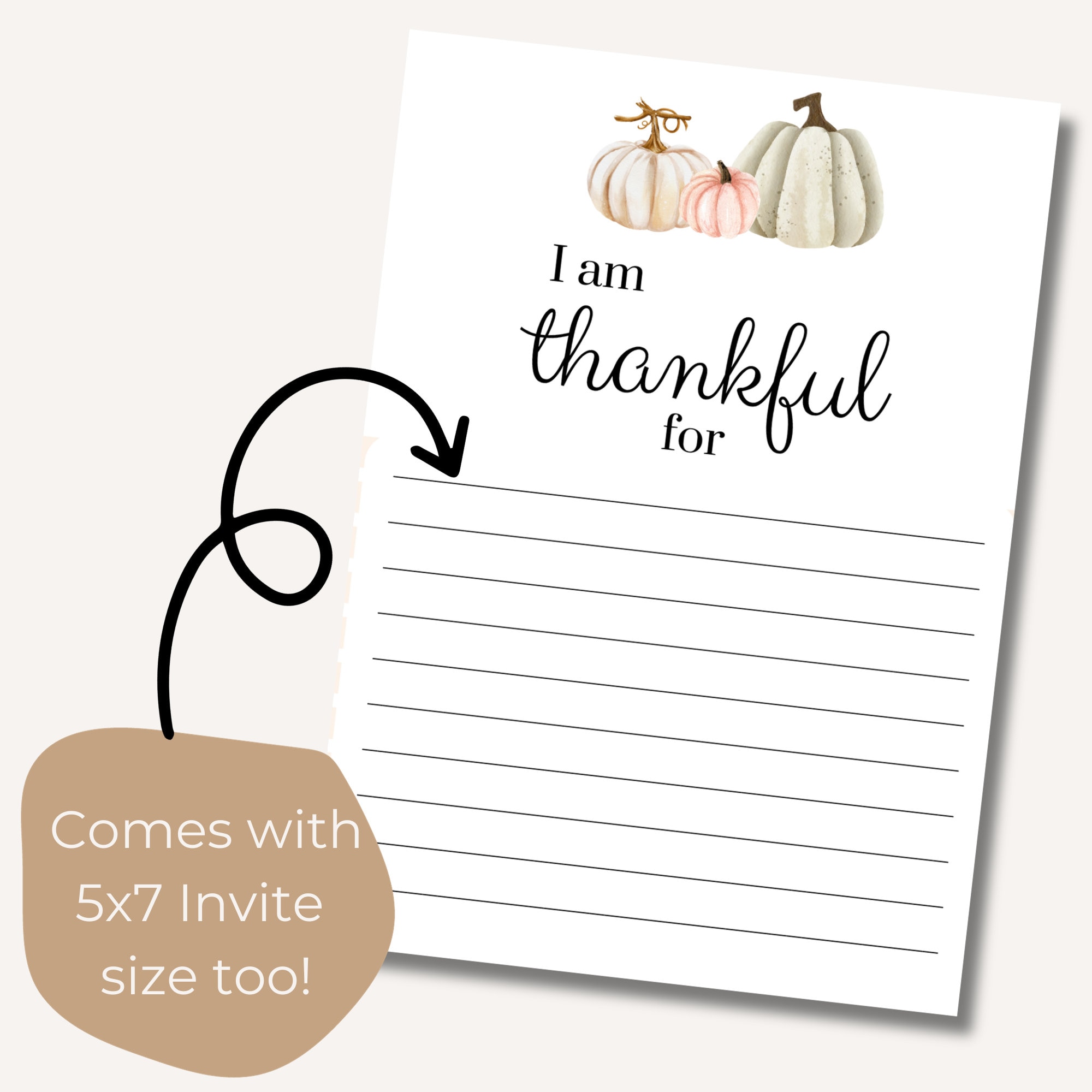 Printable I Am Thankful for Cards| Thanksgiving Gratitude Cards| Simple ...