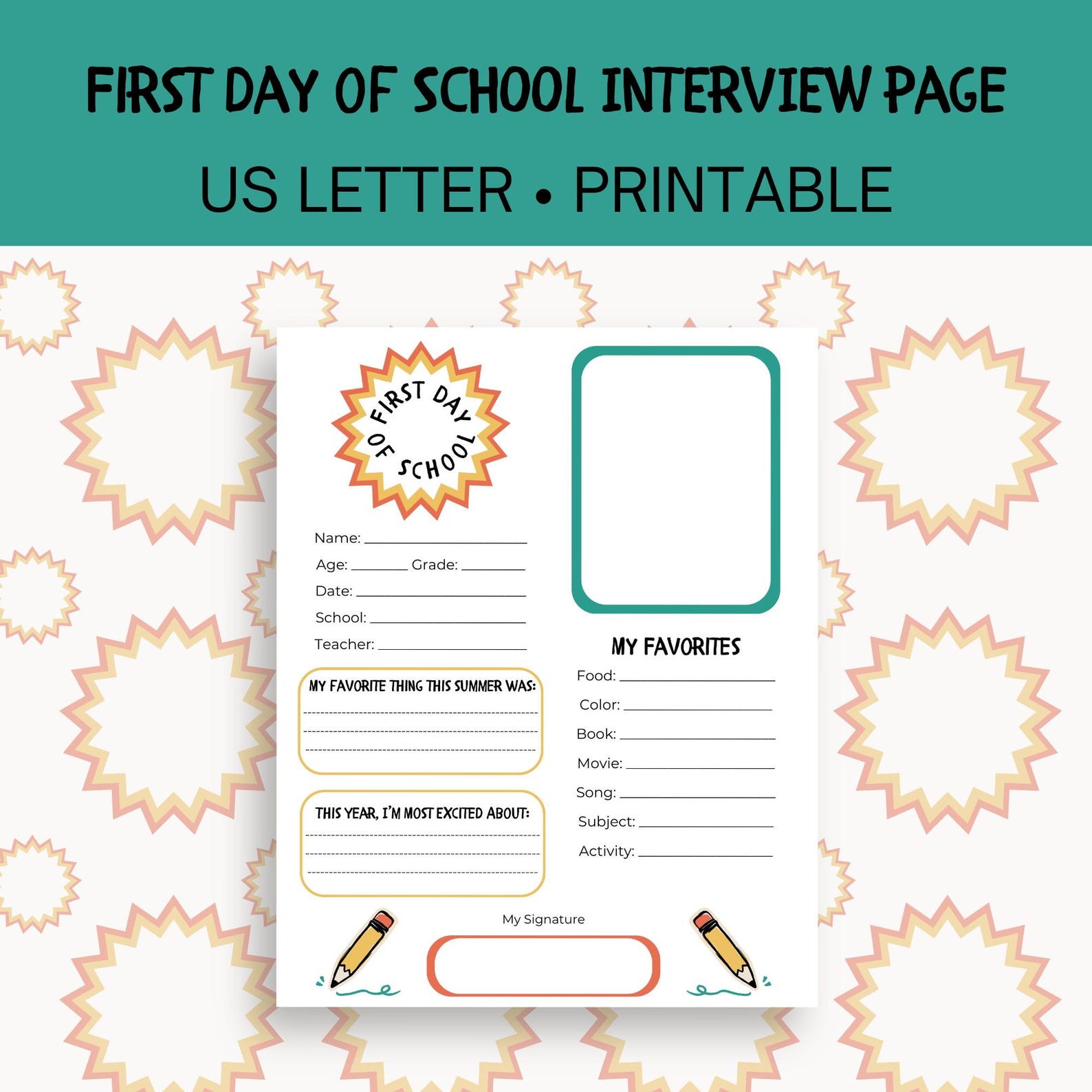 First Day of School Interview Questions | First Day of School Activity ...