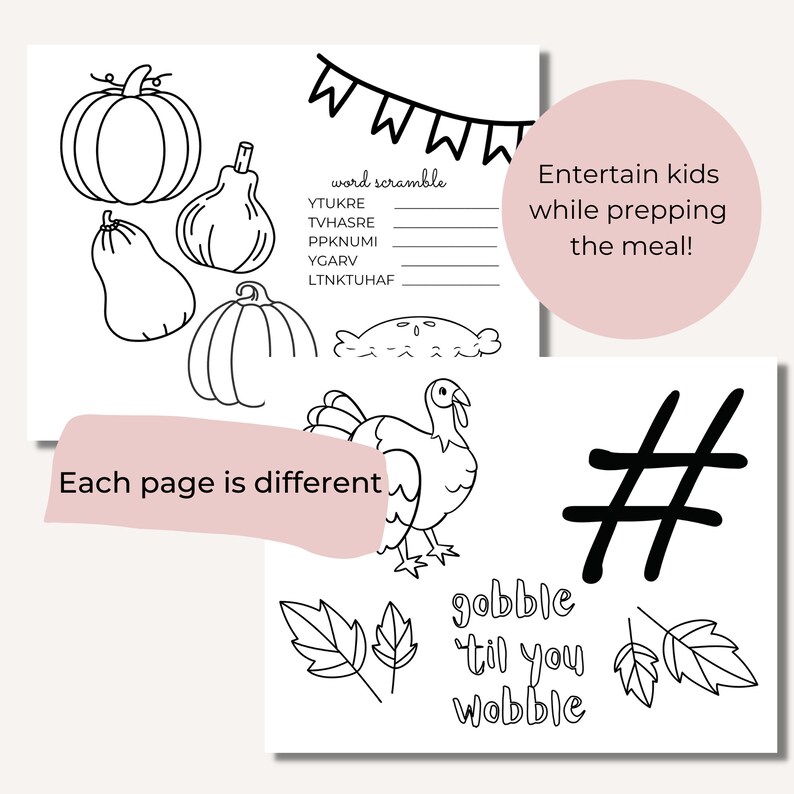 Thanksgiving Coloring Pages Digital Download Kids Placemats - Etsy