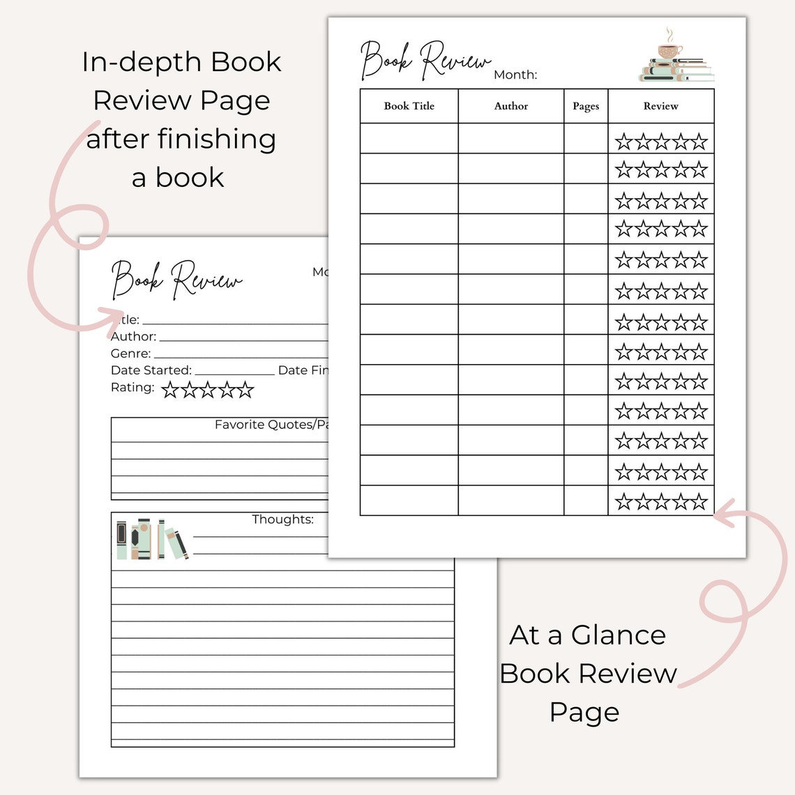 Printable Reading Tracker Reading Review Reading Bookshelf Reading ...
