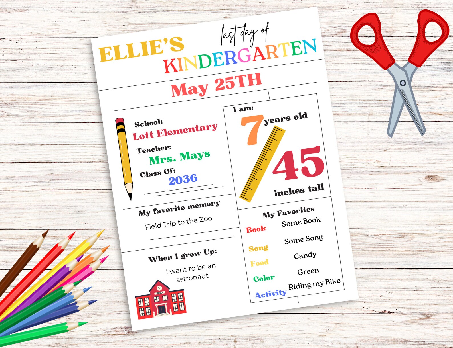 First and Last Day of School Printable Sign Editable Kids Back to ...