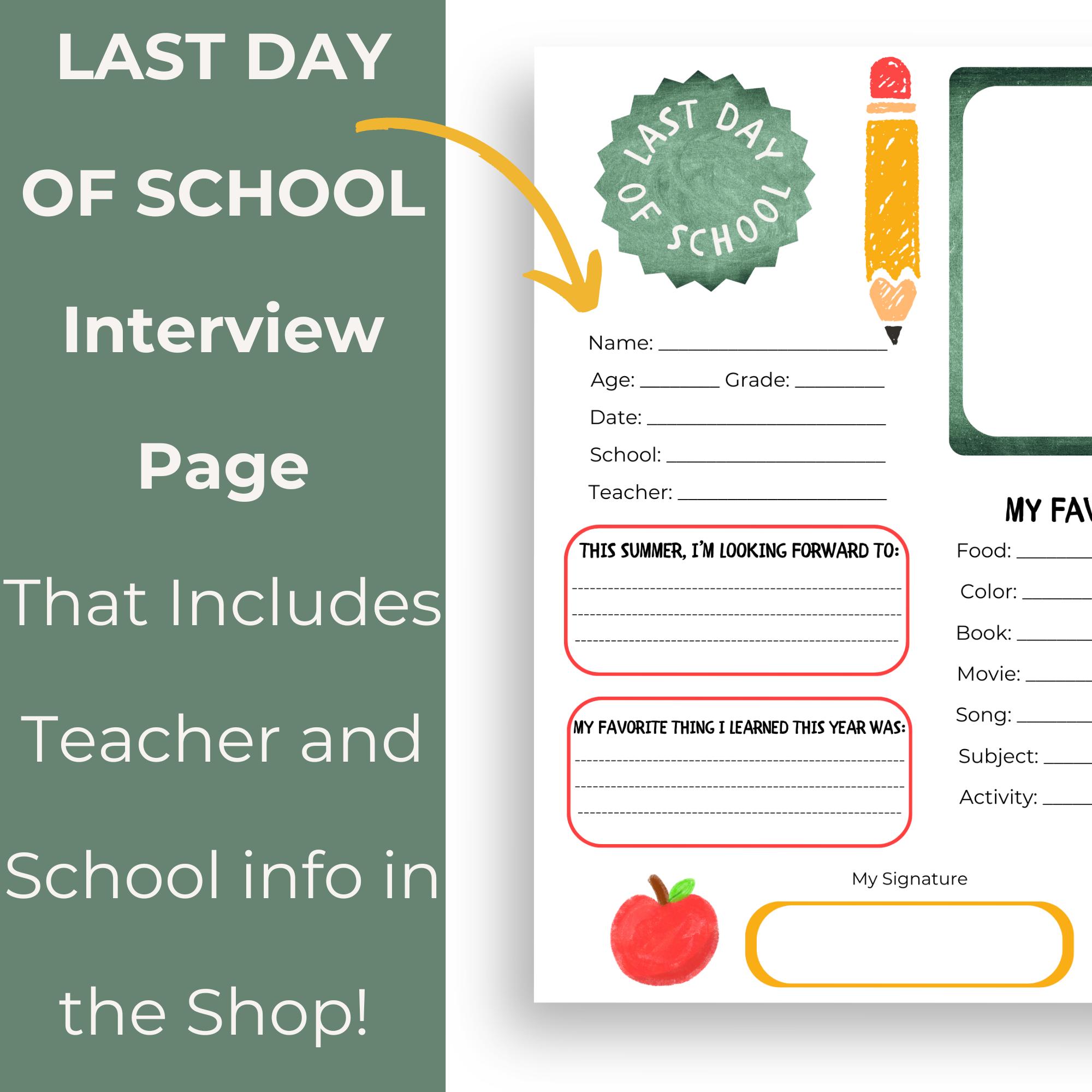 Last Day of School Homeschool Interview Questions | Last Day of School ...