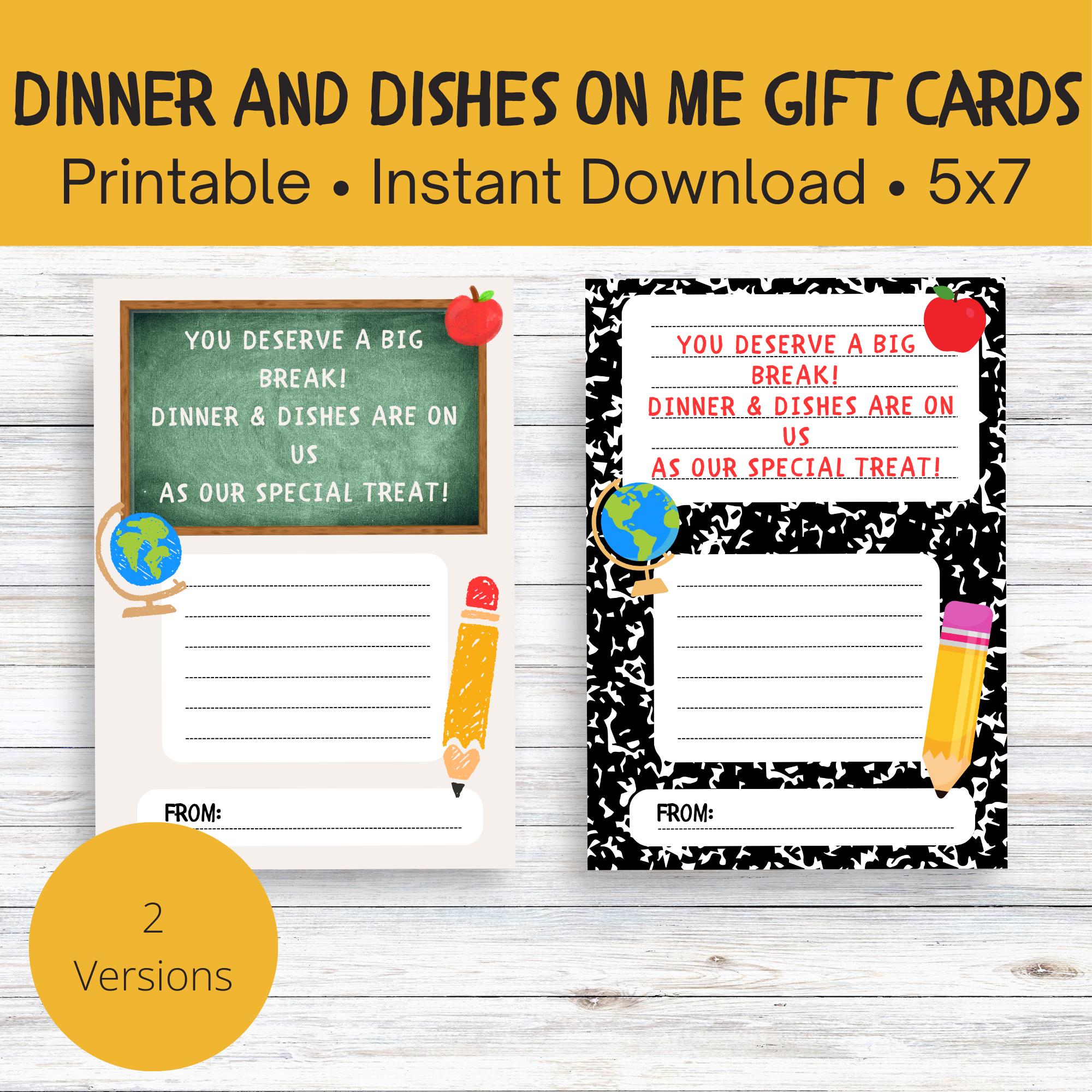 Teacher Appreciation Gift Card Holder | Dinner and Dishes on Me ...