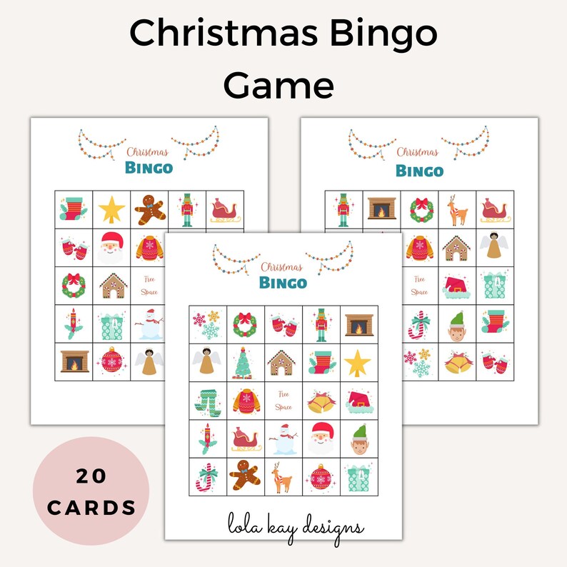 Christmas Bingo Game Printable| 20 Different Cards| Instant Download ...