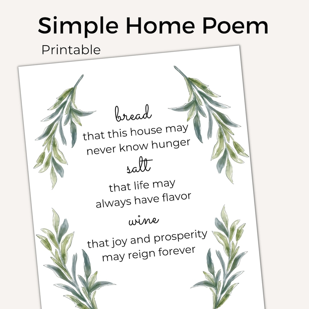 Simple Home Poem| Hostess Gift| New Neighbors| New Homeowners| House ...