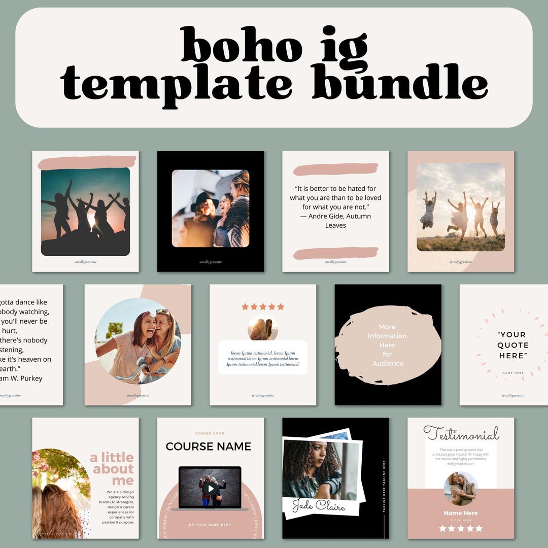 Boho Instagram Template Bundle | Canva Instagram Post| Instagram ...