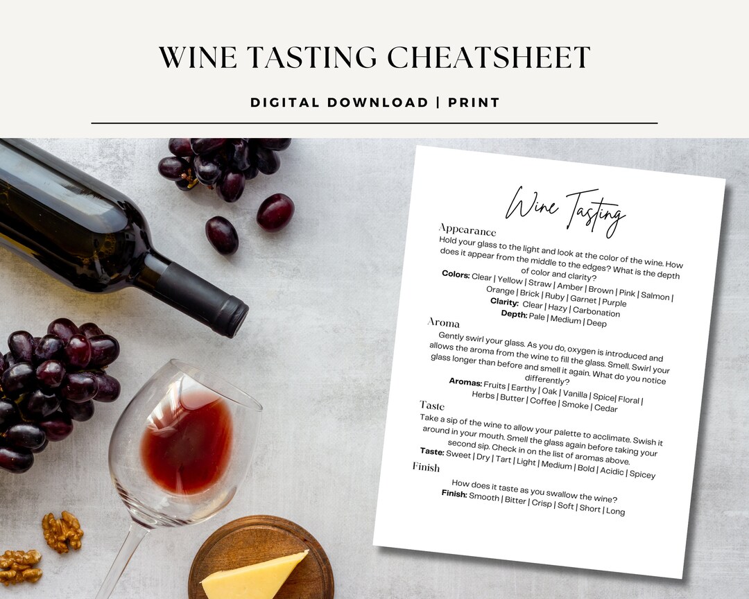 Simple Wine Tasting Cheat Sheet Wine Tasting Guide Date Night, Girls ...
