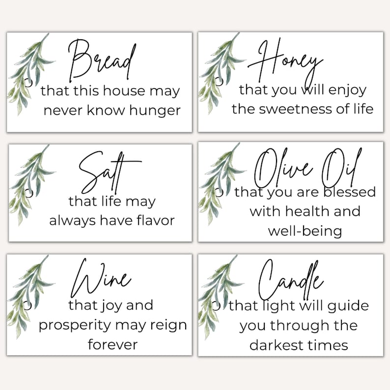 Housewarming Printable| House Blessing Printable| Bread, Salt, Wine ...