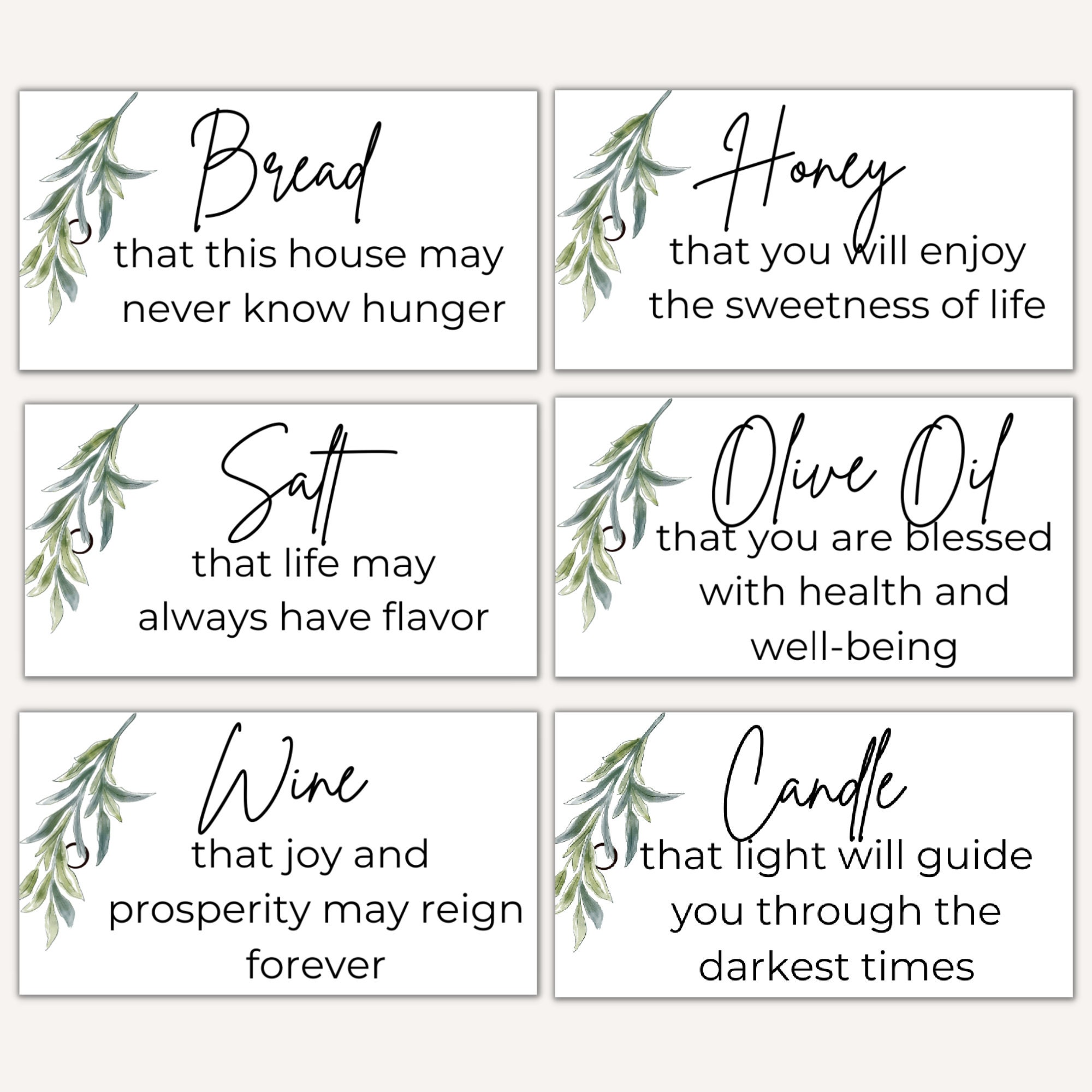 Housewarming Printable| House Blessing Printable| Bread, Salt, Wine ...