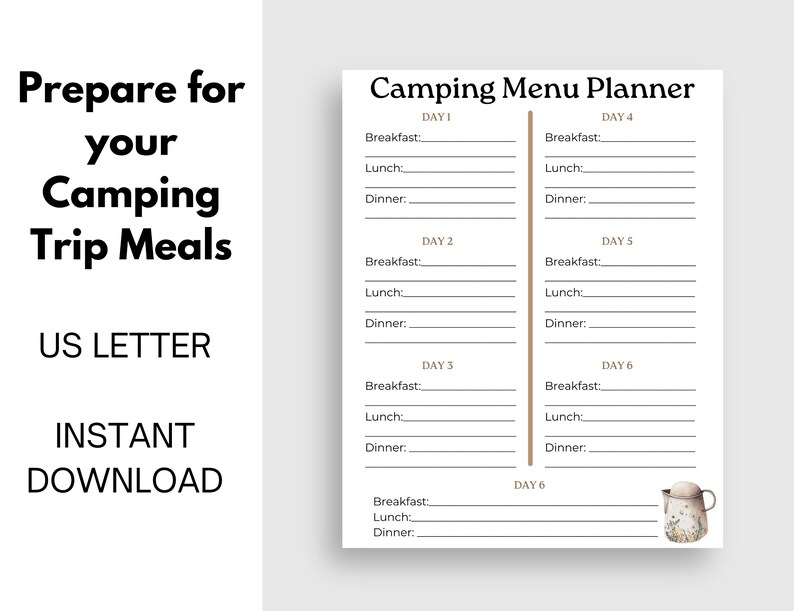 Ultimate Camping Meal Planner and Grocery List | Camping Meal Prep ...