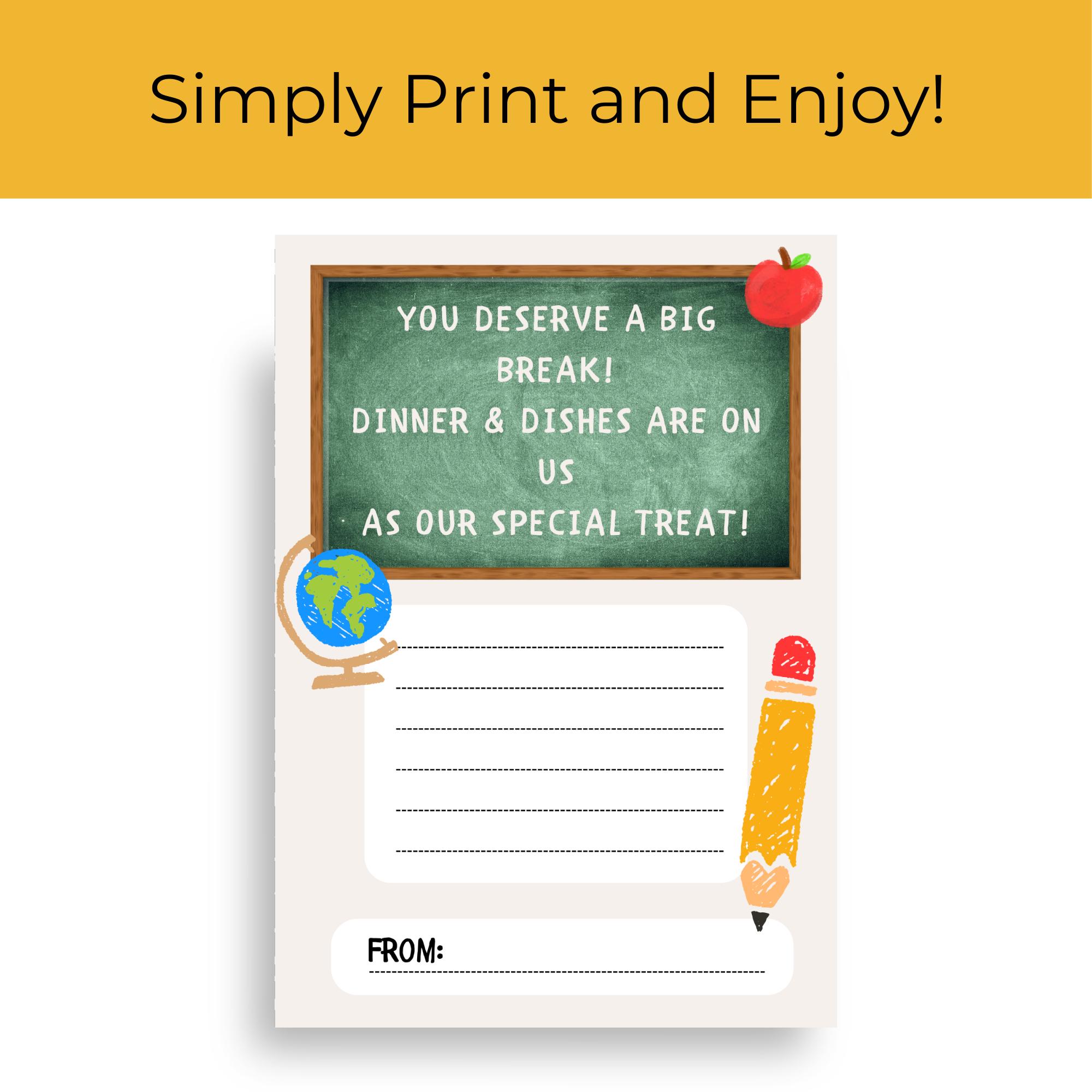 Teacher Appreciation Gift Card Holder | Dinner and Dishes on Me ...