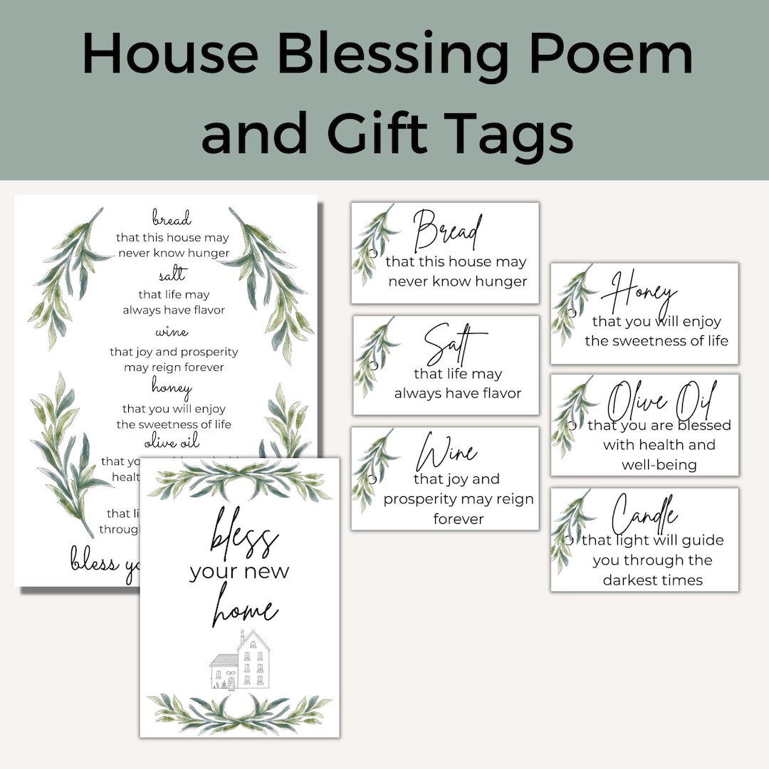 Housewarming Printable| House Blessing Printable| Bread, Salt, Wine ...