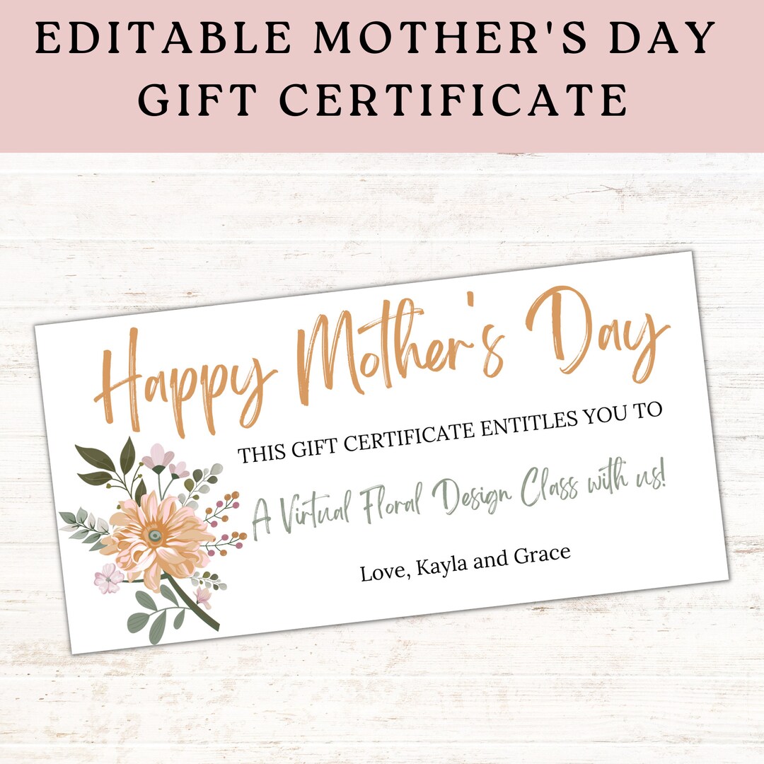 Editable Mother's Day Gift Certificate | Printable Mother's Day Gift ...
