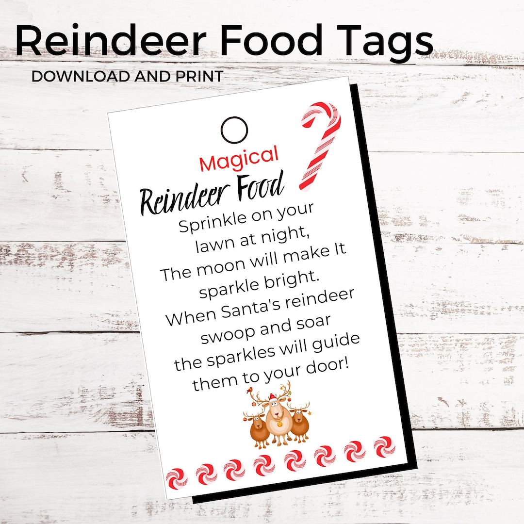 Printable Reindeer Food Label Reindeer Food Tags Instant Download Magic ...