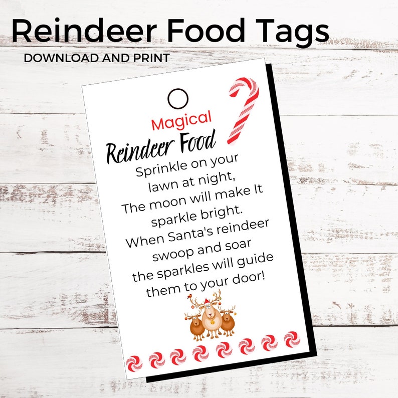 Printable Reindeer Food Label Reindeer Food Tags Instant Download Magic ...