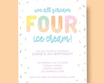 Ice Cream Scoops Happy Birthday Banner - I Scream You Scream - Ice ...